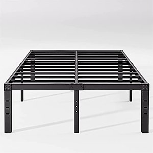 Joeffany 14" H King Bed Frame with Storage, 3500 lbs Heavy Duty Black Metal Platform Bed, No Box Spring Needed Mattress Foundation, Quick Assembly, No Box Spring Needed Black