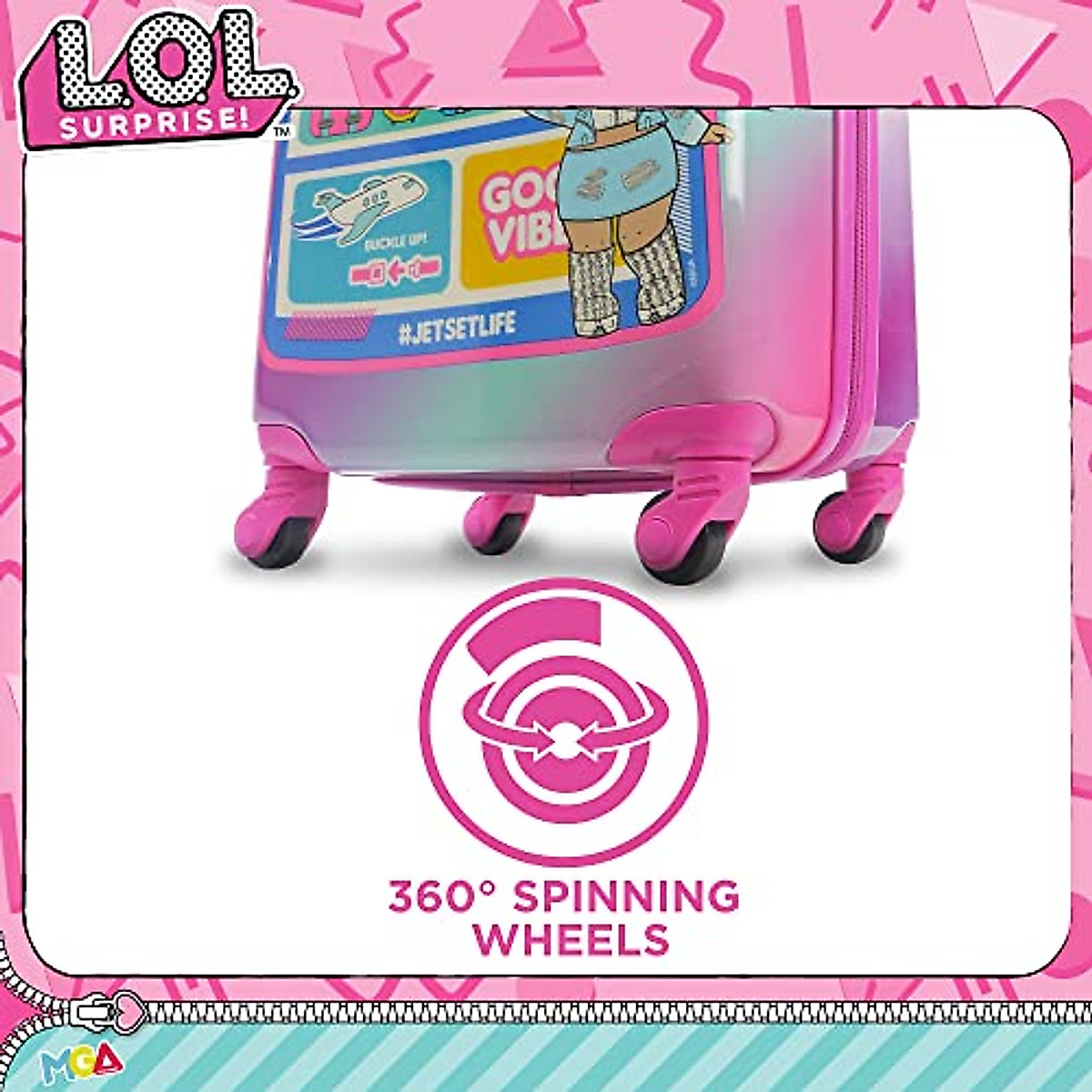 FUL L.O.L Surprise! 21 Inch Kids Rolling Luggage, Hardshell Carry On Suitcase with Wheels, Multi