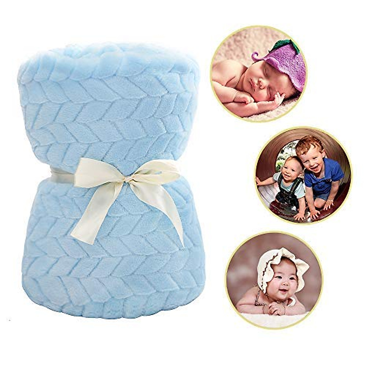 Baby Blanket Flannel, Cozy Throw Blankets for Newborn Infant and Toddler, Super Soft and Warm Receiving Baby Blanket for Crib Stroller (Blue 30 * 40")