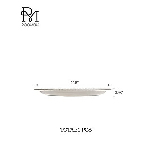 RM ROOMERS White Round Wooden Tray, Decorative Round Tray with Tiny Bead Stringing, Coffee Table Tray Circle, White Round Serving Tray for Living Room, Farmhouse