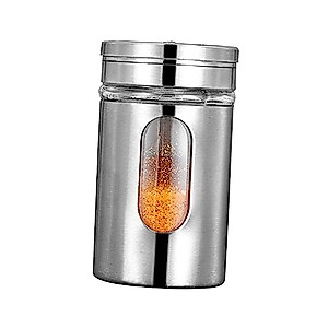 Seasoning Bottle Glass Sauce Bottles Stainless Steel Shaker Seasoning Containers Organiser Silver Pepper Shaker Seasoning Storage Box Condiment Bottle Castor Barbecue Sealed Jar
