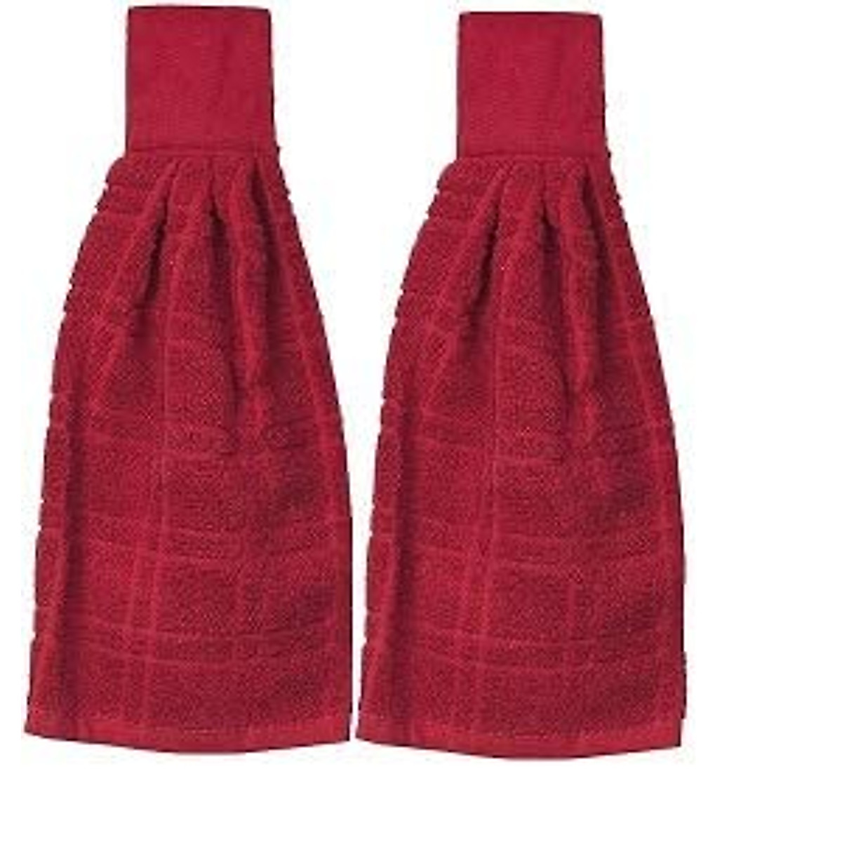 Kovot Set of 2 Cotton Hanging Tie Towels | Include (2) Hanging Towels That Latch with Hook & Loop (Red)