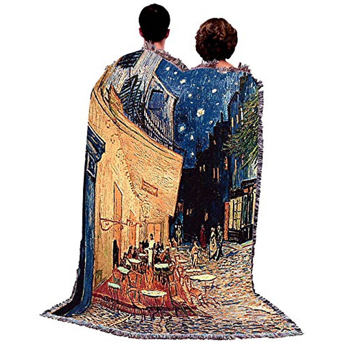Pure Country Weavers Cafe Terrace at Night Blanket by Vincent Van Gogh - Fine Art Gift Tapestry Throw Woven from Cotton - Made in The USA (72x54)
