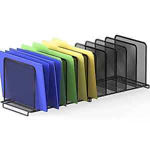 2 Pack - SimpleHouseware 5 Section Upright File Sorter Organizer, Black