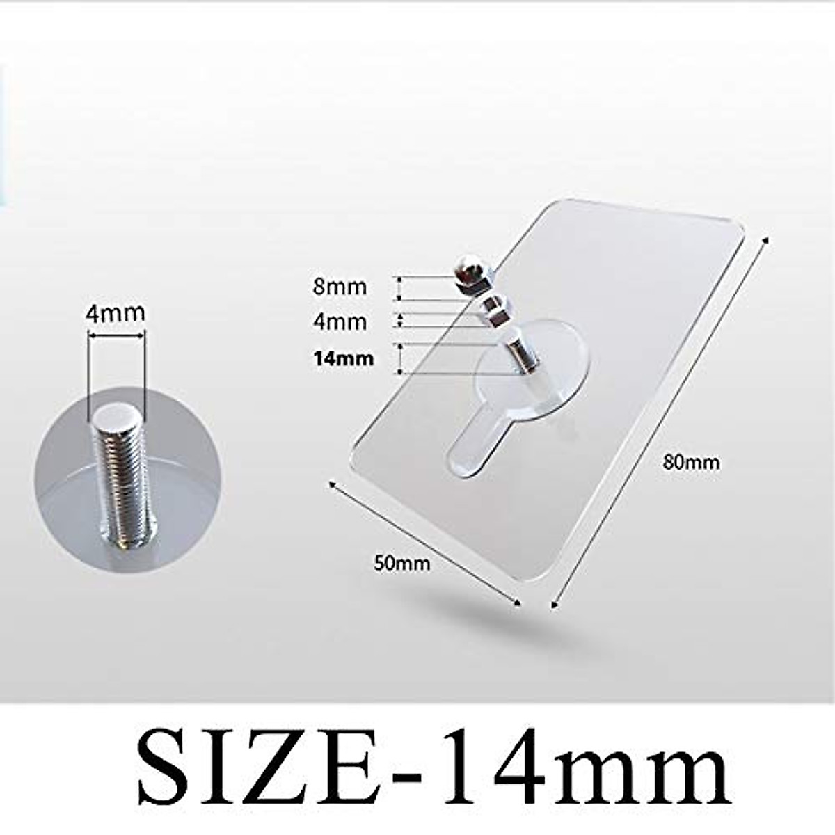 CH & ME Adhesive Wall Screws Hanging Nails - 14mm 20/Pack Non-Trace No Drilling Transparent Nail_Free Wall Hook |Heavy Duty Waterproof Seamless Screw for Kitchen Bathroom Storage Room Tile Wall