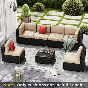 Incbruce 14 Piece Outdoor Patio Cushion Replacement, Patio Couch Cushions (6 Seat Cushion, 6 Back Cushion and 2 Corner Cushion) with Zipper for Outdoor Furniture (Brown)
