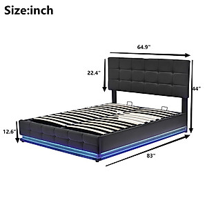 Morhome Queen Platform Upholstered Bed Frame with 4 Storage Drawers and Wingback Headboard, Diamond Stitched Button Tufted Bed Frame, No Box Spring Needed