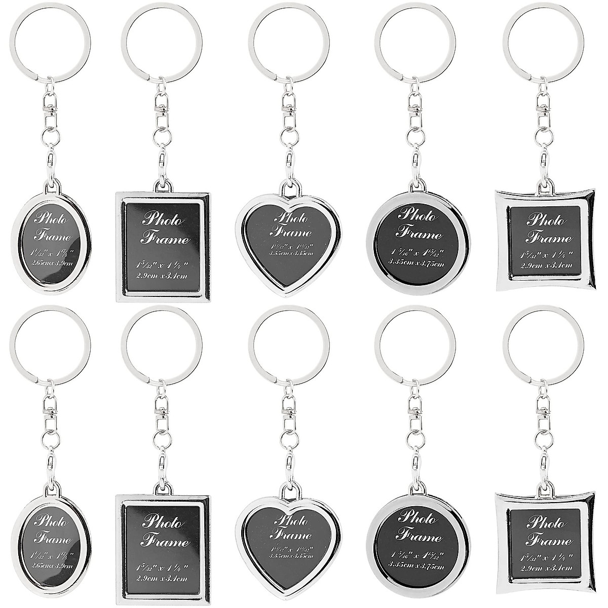 Framendino, 10 Pack Mini Photo Keychain Set Metal Frame Keychain Pictures Holder Detachable Key Chains DIY Photos Key Ring Pack Locket Photo Frame Key Rings for Wedding Birthday Gift