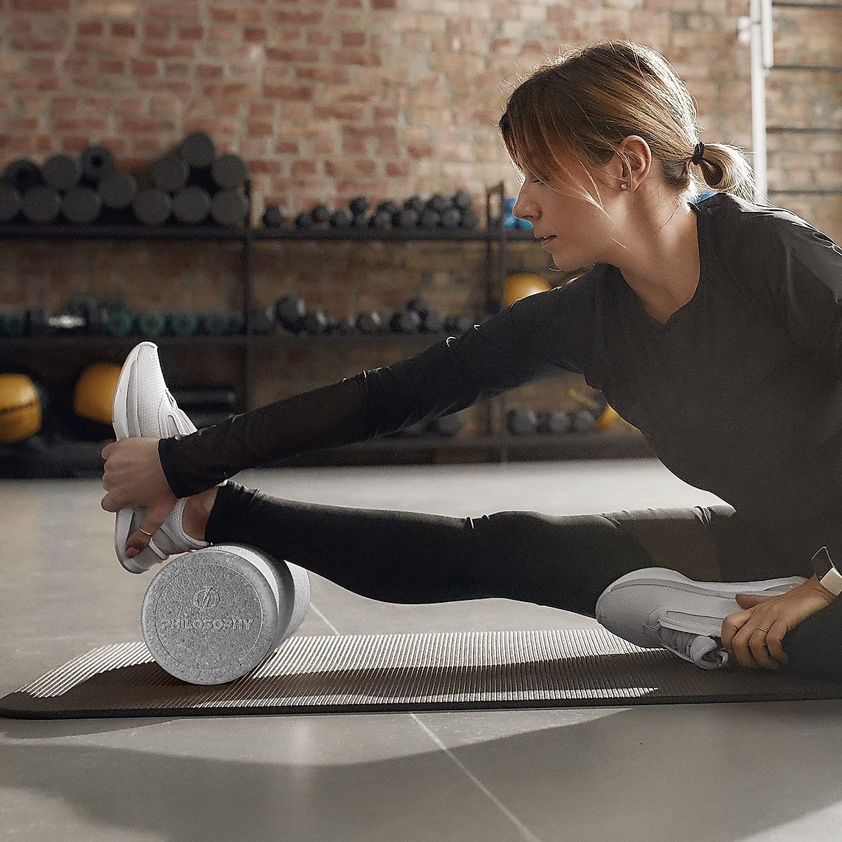 Philosophy Gym 24" High-Density Foam Roller for Exercise, Massage, Muscle Recovery - Round, Gray