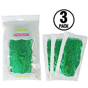 Foil Fringe Curtains Party Decorations - Melsan 3 Pack 3.2 x 8.2 ft Tinsel Curtain Party Photo Backdrop for Birthday Party Baby Shower or Graduation Decorations Green