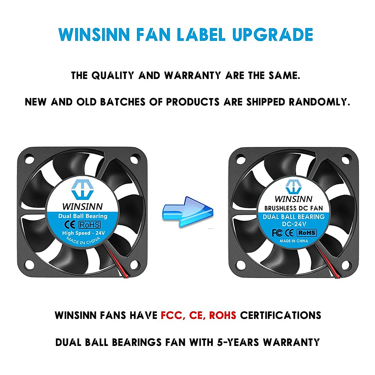 WINSINN 40mm Fan 24V, Ender 3 Fan Upgrade 24 Volt Fans 4010 Dual Ball Bearing, 1000mm/39in Cable Works with Ender 3 Pro 3X CR-10S (Pack of 4Pcs)