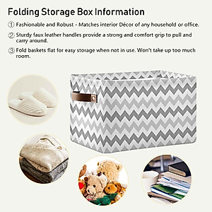 YETTASBIN Chevron Geometric Storage Basket 2pc, Large Collapsible Toys Clothes Organizer, Long-Lasting Canvas Storage Bin with Handle for Shelves Closet Laundry Home Office Decor