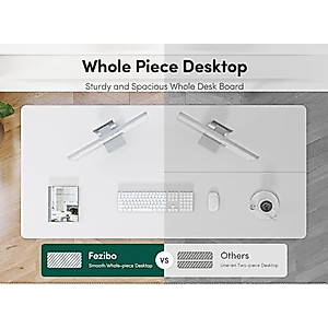 FEZIBO Standing Desk 4 Legs with Dual Motors, 63x29 Electric Standing Desk Adjustable Height with Strong stability, Stand up Desk with Whole-Piece Tabletop, White（2 Packeges）