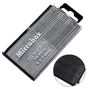 Dophee 20Pcs 0.3mm-1.6mm HSS Mini Micro Twist Precision Drill Bit Set Craft Tool + Case
