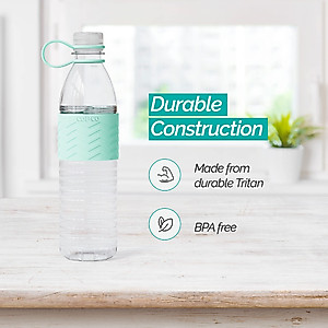 Copco Hydra Reusable Tritan Water Bottle with Spill Resistant Lid and Non-Slip Sleeve, 20-Ounce, Robins Egg, 16 oz