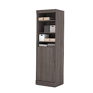 Bestar Nebula Shelving Unit with Door, 25W, Bark Grey