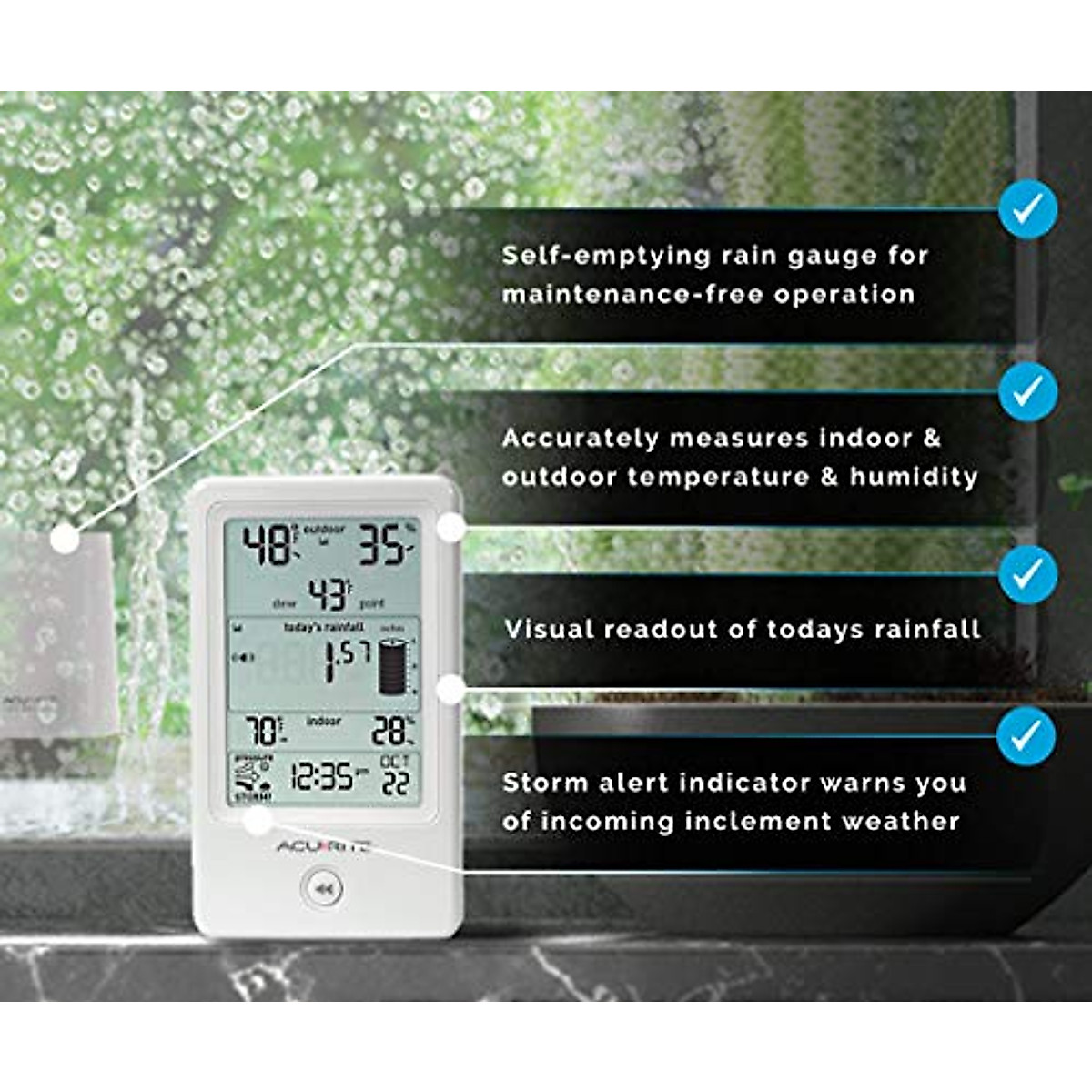 AcuRite 01089M Rain Gauge with Thermometer & Humidity