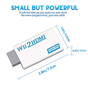 Xahpower Wii to HDMI Converter, Wii HDMI Adapter 1080P for Full HD Device with 3,5mm Audio Jack&HDMI Output Compatible with Nintendo Wii, Wii U, HDTV, Monitor-Supports All Wii Display Modes 720P