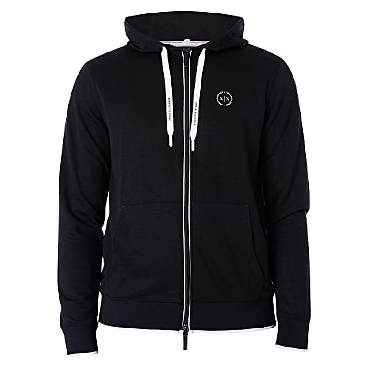 A|X ARMANI EXCHANGE mens Basic Zip Up Hoodie With Chest Logo Hooded Sweatshirt, Navy, XX-Large US