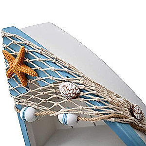 K KILIPES Set of 2 Wooden Nautical Boat Display Shelf Beach Theme Table Decor Standing Boat Shelf for Bathroom Living Room (Nautical)