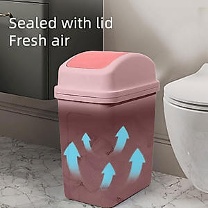 Kitchen Trash Can 2024 Upgraded Plastic Swing Top Garbage Buckets Trash Can for Kitchen Creative Covered Garbage Bin for Counter top Coffee Area Bathroom Office & Home Kitchen Bedroom(Pink)