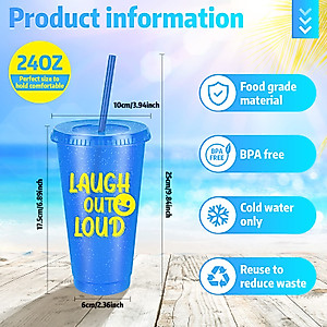 Inbagi Employee Appreciation Gift Cup Tumbler with Straw and Lid Bulk 24 oz Thank You Plastic Tumbler Water Bottle Reusable Colorful Travel Mug for Student Teacher Team Party(48 Packs)