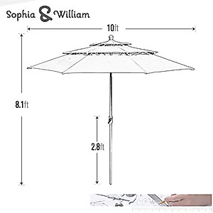 Sophia & William 10ft 3 Tier Auto-tilt Patio Umbrella, Outdoor Double Vented Umbrella with Crank, Orange Red