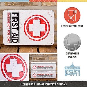 Nostalgic-Art Retro storage tin box flat, 84.5 oz, First Aid Kit – Gift idea for nostalgia fans, metal can with lid, vintage design