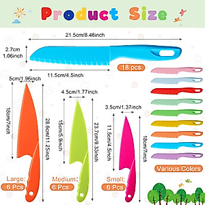 Mixweer 36 Pcs Kids Plastic Kitchen Knives Children's Safe Cooking Knives Colored Nylon Knife Set Child Proof Knife with Serrated Edges for Kids Beginners Kitchen Fruit Lettuce Vegetable Salad Bread