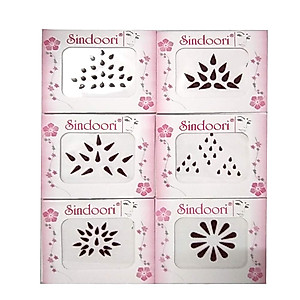 Sindoori Traditional Collection Assorted Design Maroon Colour Bindi for Womens, Girls - 12 Flaps