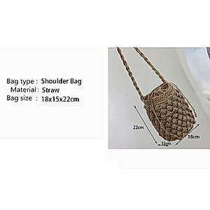 LIUZH Handmade Handbag Women Summer Beach Tote Woven Casual Bohemia Knitted Shoulder Bag (Color : E, Size : 1)