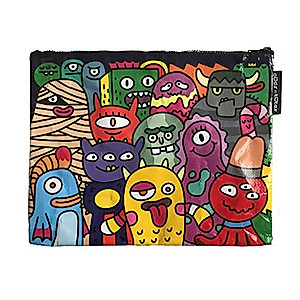 ODDS N TOTES Jumbo Zipper Pouch | Made from Recycled Plastic. Travel Toiletry Bag, Zipper Pouch for Art School Office Supplies (Extra Large) - Bundle Pack of 4