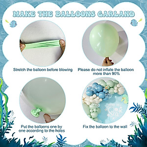 Under the Sea Party Decorations, Dust Green Blue Under the Sea Balloon Garland Arch kit, Ocean Themed Party Decorations Baby Shower Birthday Party Decor(136Pcs)