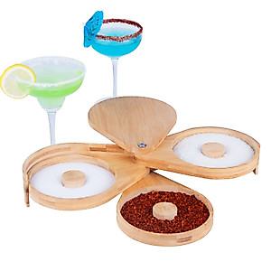 Margarita Salt Rimmer, Baraiser Bamboo Glass Rimmer, 3-Tier Bar Salt and Sugar Rimmer for Cocktails