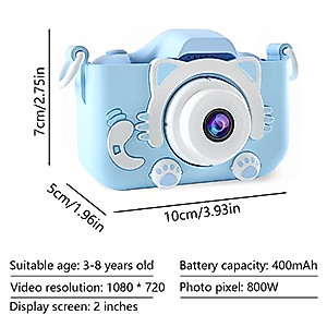 Kids Camera Toy USB Rechargeable HD Kids Camera with 400mAh Battery and 2 Inch LCD Screen Multifunctional Mini Children Video Camera with 6 Filter Effects for 3-8 Years Old Boys Girls(Blue)