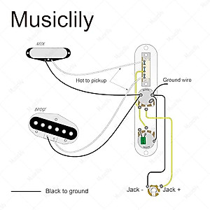 Musiclily Loaded Tele Control Plate Pre-Wired 3-Way Control Plate Wiring Harness with Tone Volume Control Knob for Fender for Telecaster Style Electric Guitar, Chrome