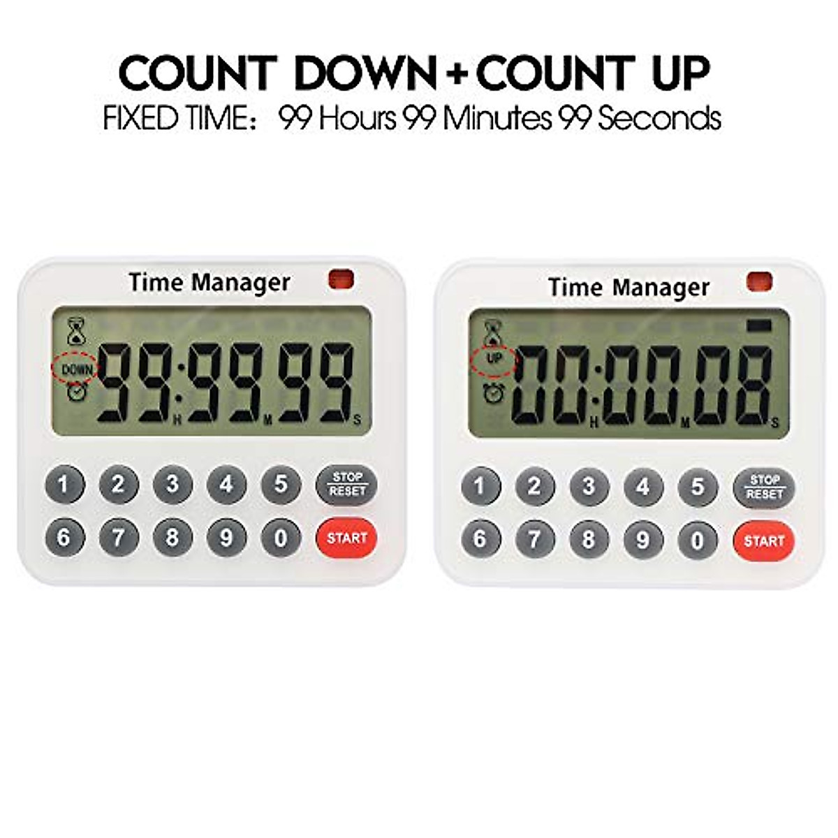 AIMILAR Digital Kitchen Timer - Magnetic Count Up Down Direct Entry Cooking Timer with Loud Alarm, Auto Shut-Off & Memory Function, 99 Hrs 99 Mins 99 Secs, 10 Key Timer for Cooking, Exercise, Games