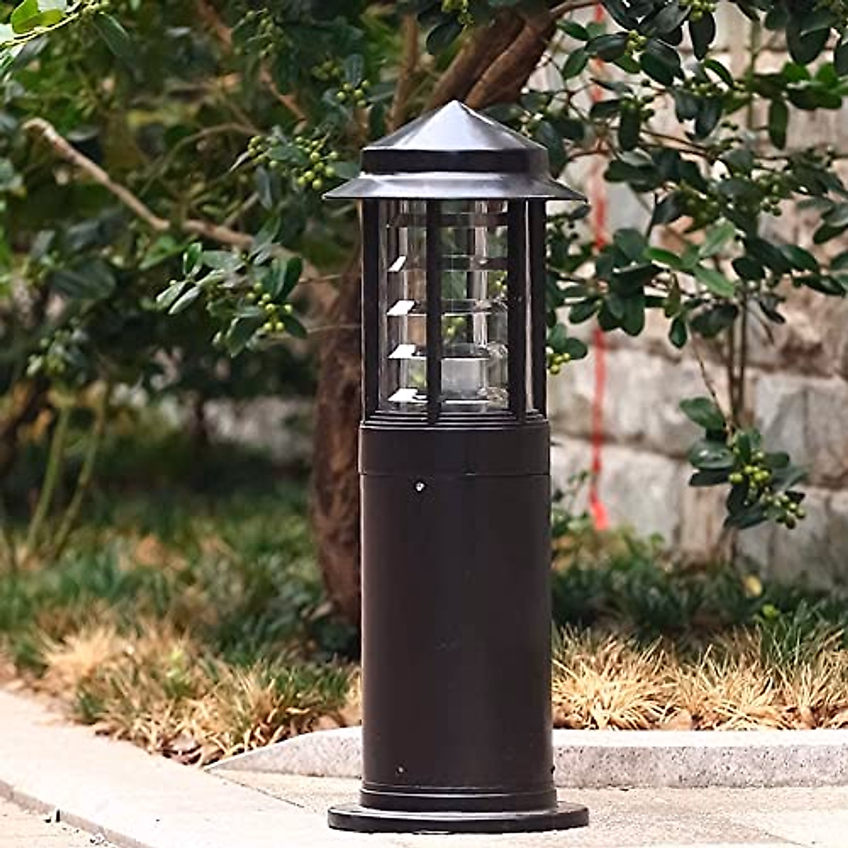 Black E27 Acrylic Lampshade Lawn Garden Outdoor Floor Lamp IP42 Waterproof Aluminum Metal Courtyard Community Column Street Light Path Courtyard Villa Park Landscape Pillar Post Lamp
