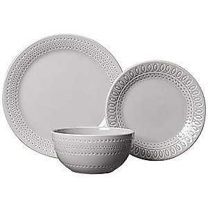 Kate Spade New York Willow Drive8482 12-Piece Dinnerware Set, 17.75 LB, Taupe/Grey