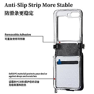 phone flip case 2 in 1 Detachable Wallet Case Compatible with Samsung Galaxy Z Flip 5 Case with Card Holder, Galaxy Z Flip 5 Case with Detachable Strap Crossbody Zipper Pocket Kickstand Compatible wit