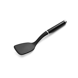 KitchenAid Classic Slotted Turner, One Size, Black 2, 13.66-Inch & KE001OHOBA Classic Solid Turner, One Size, Black 2