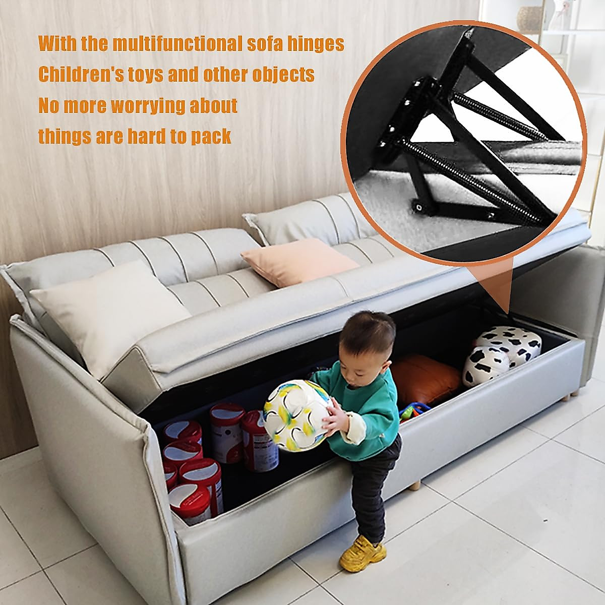 ANTEISI Large Lift and Up Hinges,Sized Sofa Bed Storage Lifting Hinge,Lift Up Storage Bed Hinges,Storage Box Hinges Lifting Storage Bed Sofa Hinges,Lift Up Hinges Mechanism,Hinges Heavy Duty