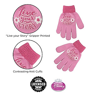 Disney Winter Earmuffs Warmers and Kids Gloves Sets, Princess Plush, Pink, Little Girls, Ages 4-7