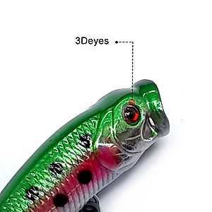 n/c SEASKY Fishing Plug Lures Micro Popper Topwater Trout Attack in Freshwater (Green)