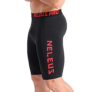 NELEUS Men's Compression Shorts with Pockets 3 Pack,6064,Black/Black/Black,US L,EU XL