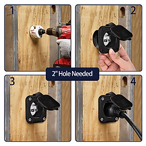 PAULINN 15 Amp Flanged Inlet 125V, NEMA 5-15 RV Shore Power Inlet Plug w/Waterproof and Back Cover, 2 Pole 3-Wire AC Port Plug, Generator Male Receptacle for Marine Boat RV Shed Electrical Extension