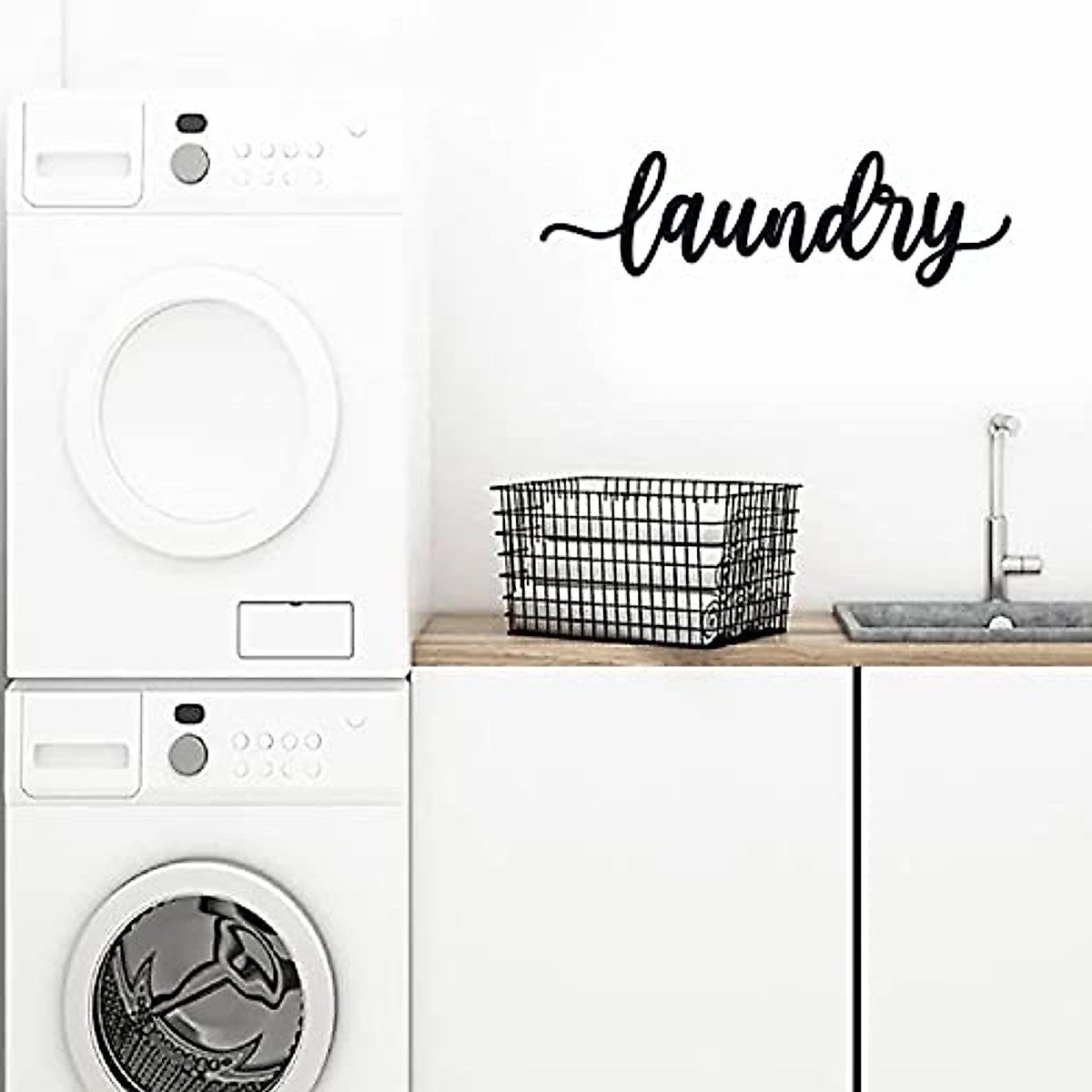 Laundry Room Décor Metal Wall Art Backdrop Decoration Rustic Laundry Room Signs Hanging Decor Black Handwritten Font Gift Ideas 4.8 X 16.9 Inches