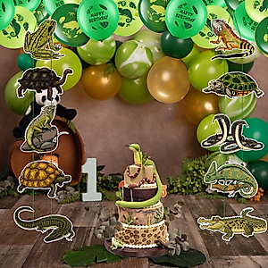 Reptile Birthday Party Decorations 10 PCS Reptile Swamp Door Banner Jungle Animals Lizard Snake Turtle Alligator Door Sign Camping Wilderness Reptile Theme Birthday Baby Shower Party Supplies
