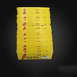 ABOOFAN Hot Dog Dish Paper Food Serving Tray 50pcs Disposable Hot Dog Holders Paper Bags Snack Top Open Box for Fries Chicken Sandwich Takeout 16x5x4cm