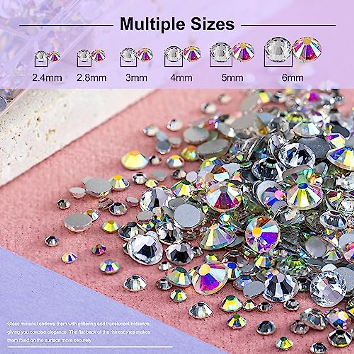 4320pcs Face Gems for Makeup with Glue, 2-5mm Colorful Beads & 2.4-6mm Round Glass Crystal AB & Clear Gems & 4 Colors Cosmetic Chunky Glitter with Dotting Tools, Eye Jewels for Body Make-up, Nail Art